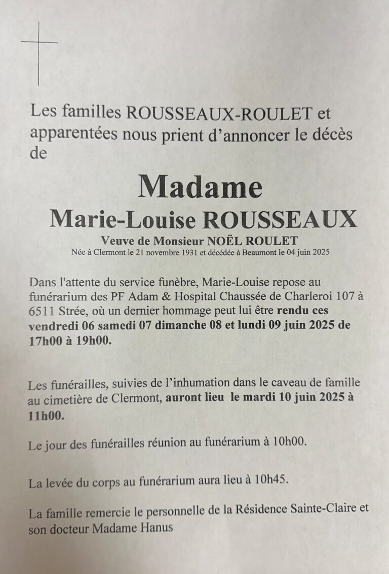 Derniers Décès | Pompes Funèbres Adam-Hospital, Dans Le Hainaut